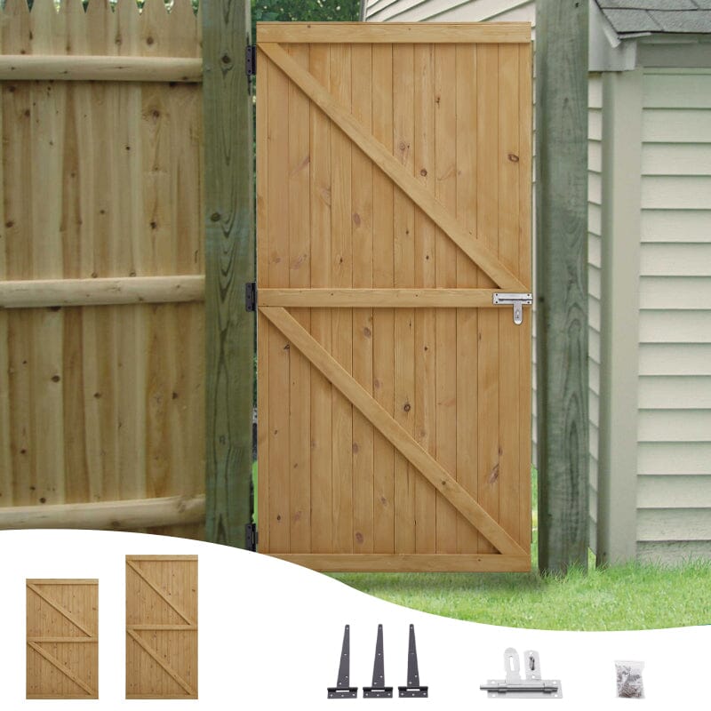 4ft/6ft H Pine Wood Garden Gate with Latch – Living and Home