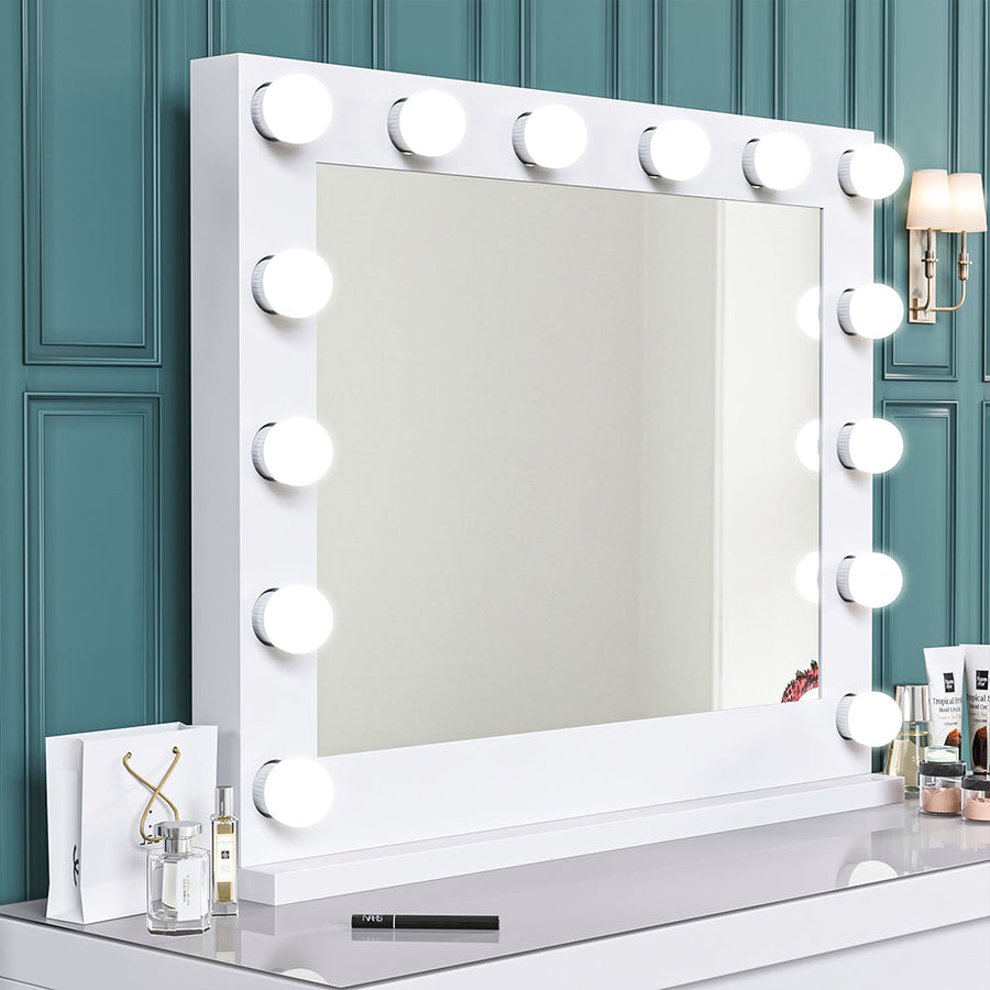Metal Bulb Makeup Mirror for Tabletop – Living and Home