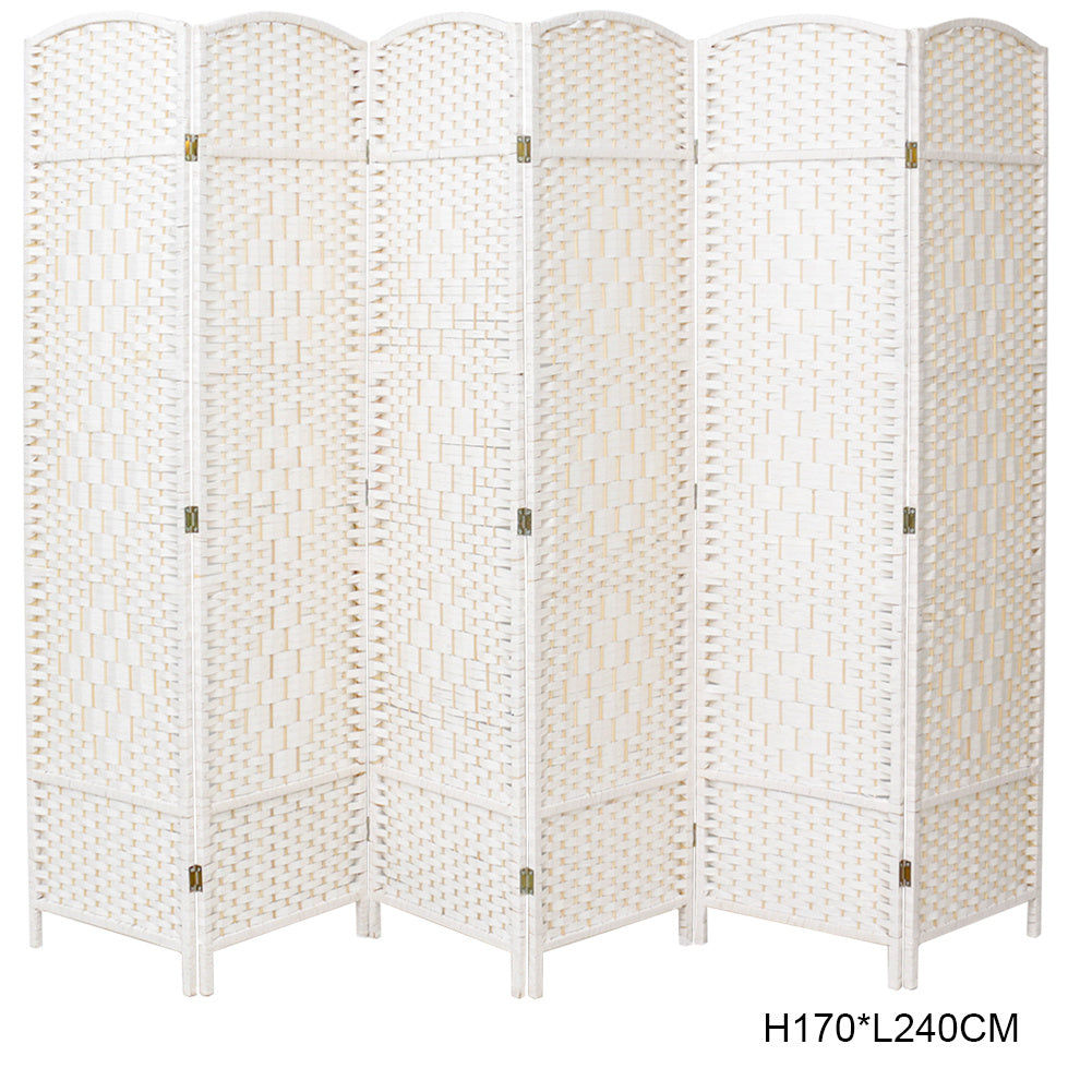 4/6 White Wooden Panels Folding Room Divider Partition Slat Privacy Sc ...