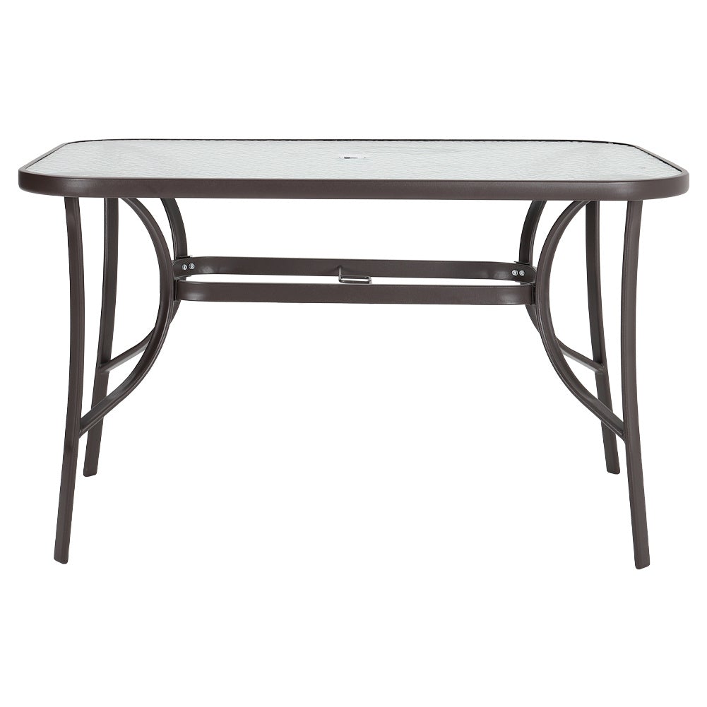 4/6 Seater Glass Garden Table with Parasol Hole – Living and Home