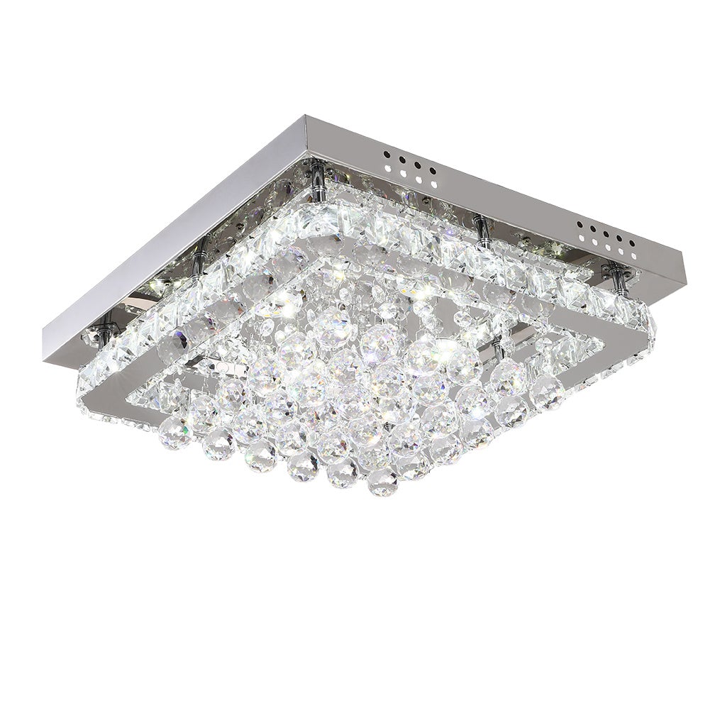 Lightsin 40cm W Chrome Finished Square LED Ceiling Light – Living and Home