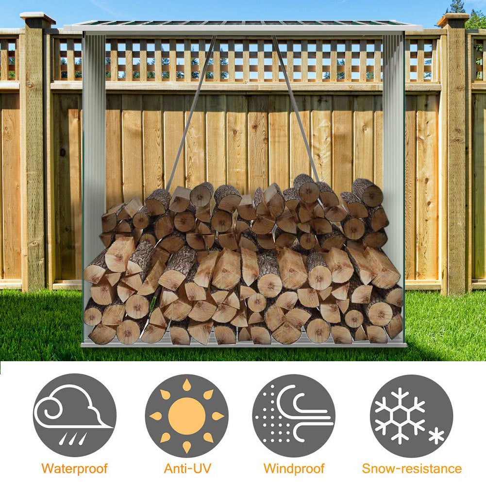 164cm L Firewood Storage Shed Metal Log Holder Fire Wood Rack Garden P ...