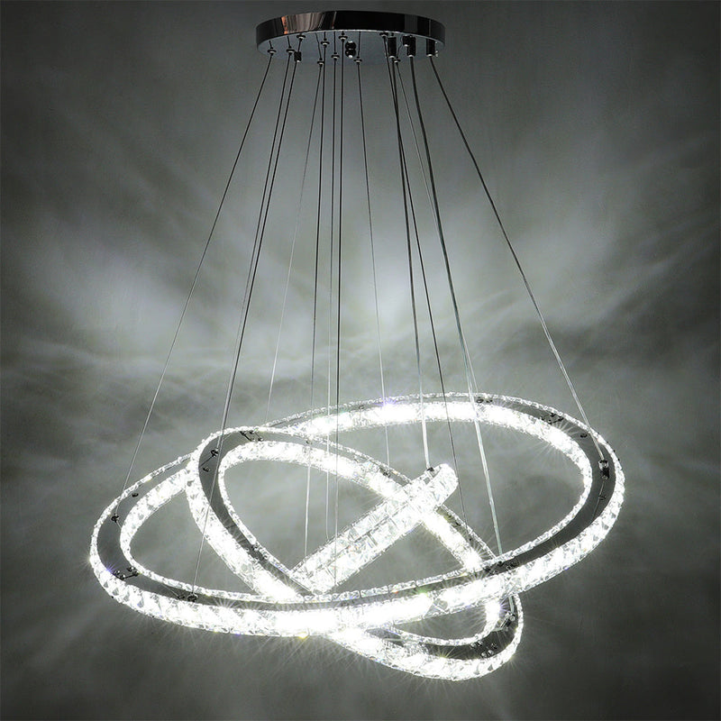 3 Rings Ceiling Light Crystal LED Chandelier Pendant Non-Dimmable ...